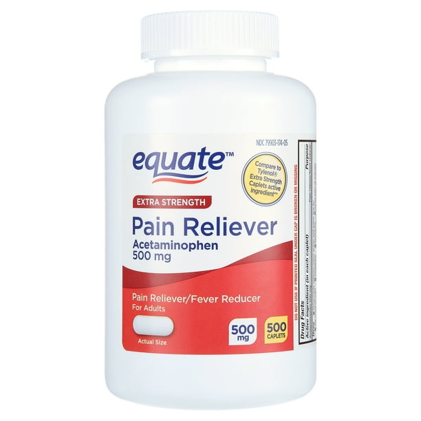 Equate Extra Strength Acetaminophen Caplets, 500 mg, 500 Count ...
