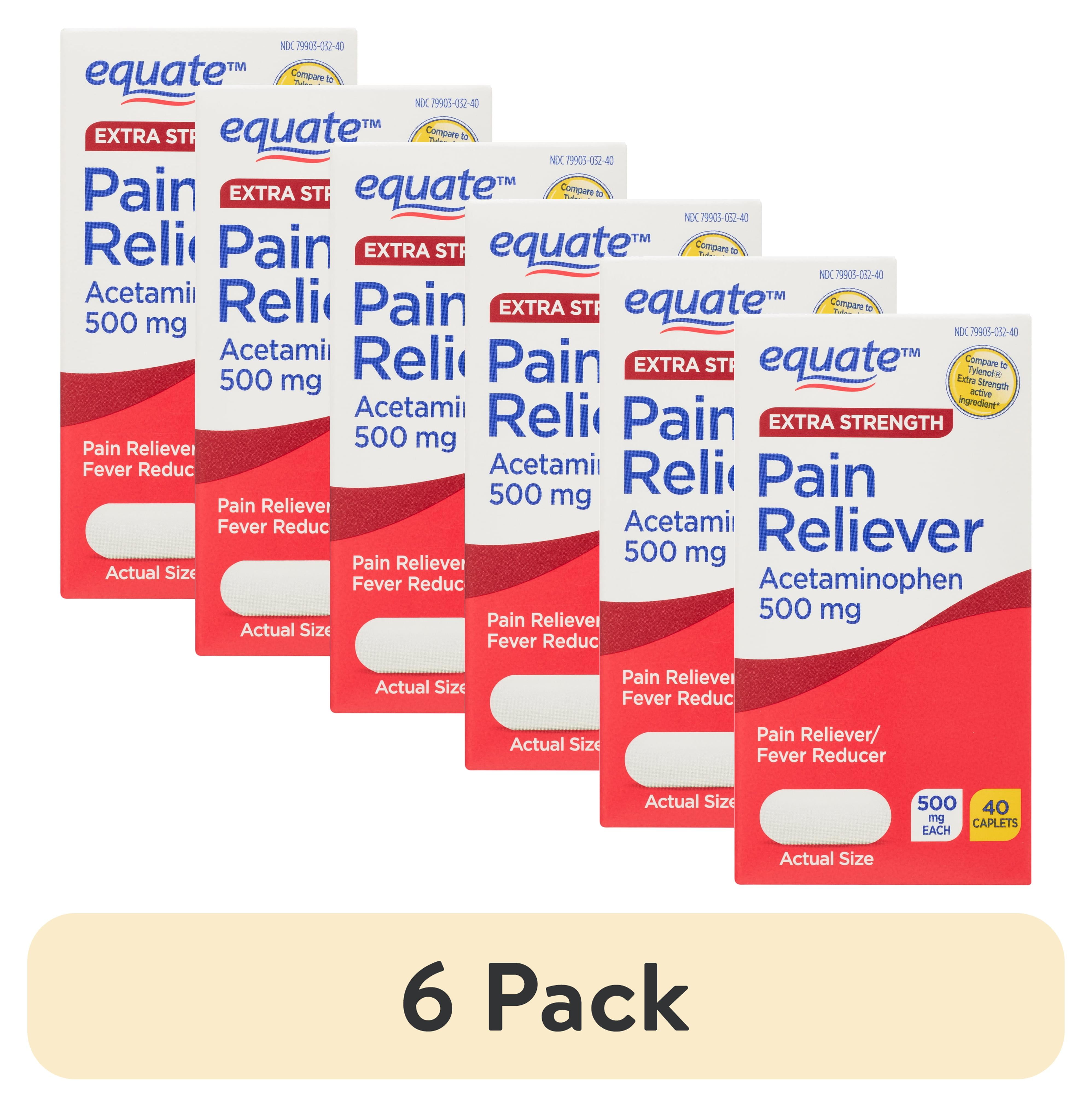 (6 pack) Equate Extra Strength Acetaminophen Pain Reliever Caplets for ...