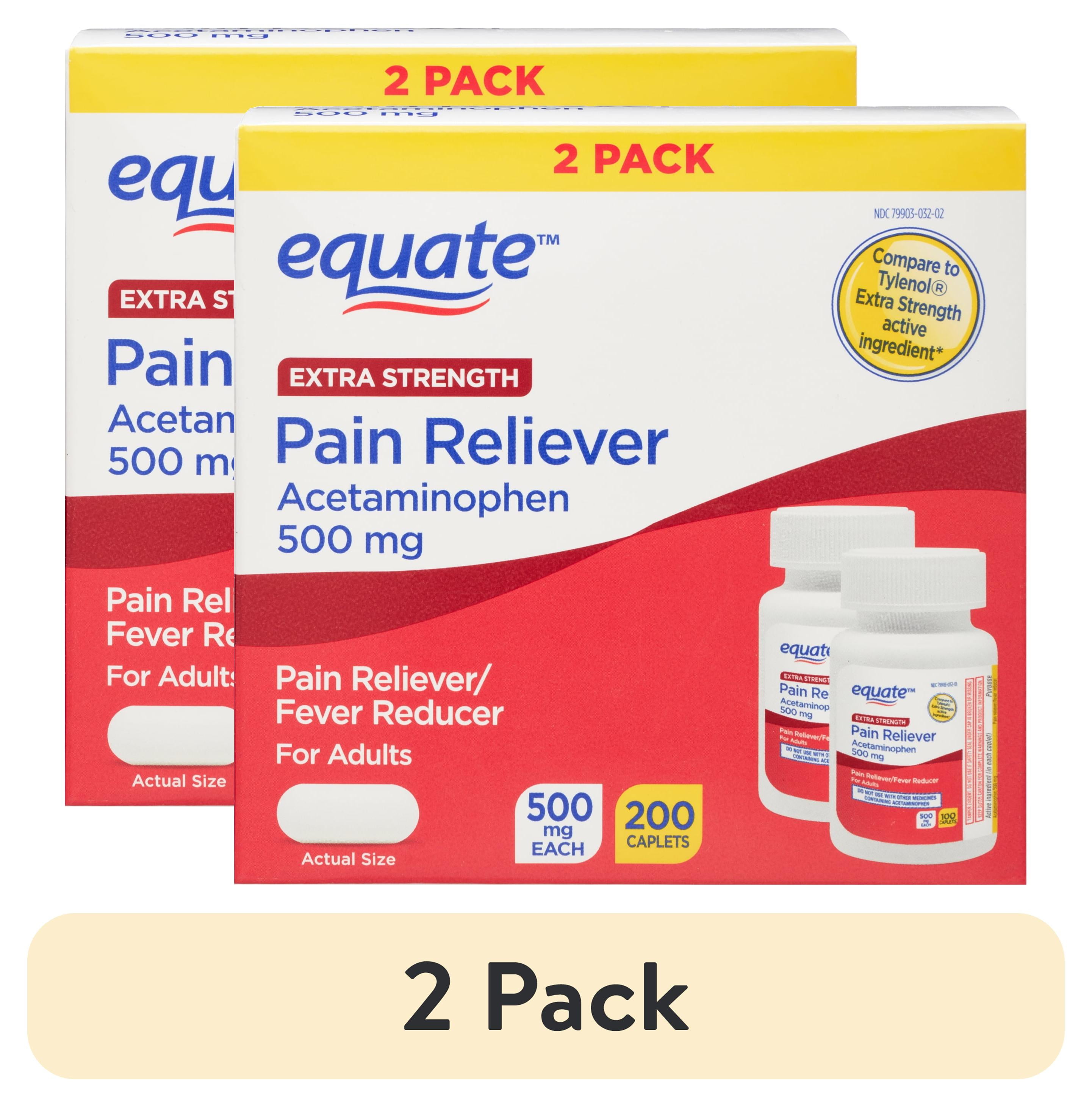 (2 pack) Equate Extra Strength Acetaminophen Pain Reliever/ Fever ...