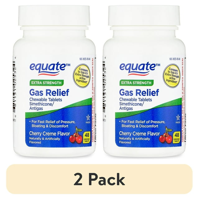 (2 pack) Equate Extra Strength Gas Relief Chewable Tablets, Cherry ...