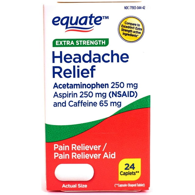 Equate Extra Strength Headache Relief Tablets, 250 mg, 24 Count ...