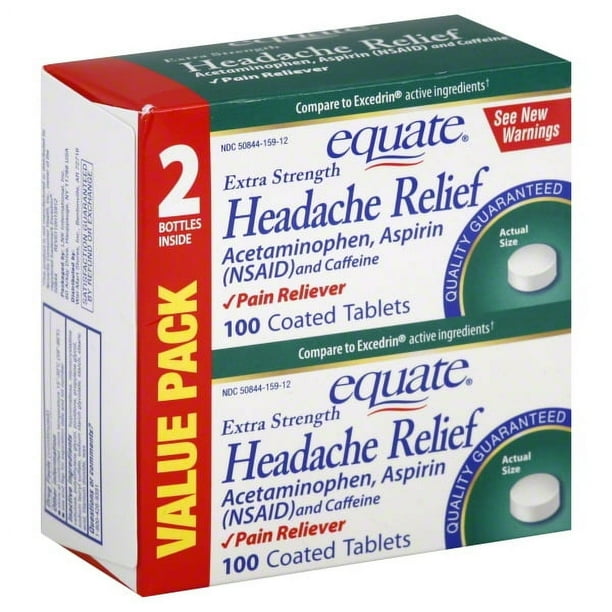 Equate Extra-Strength Headache Relief Tablets, Acetaminophen, Aspirin ...