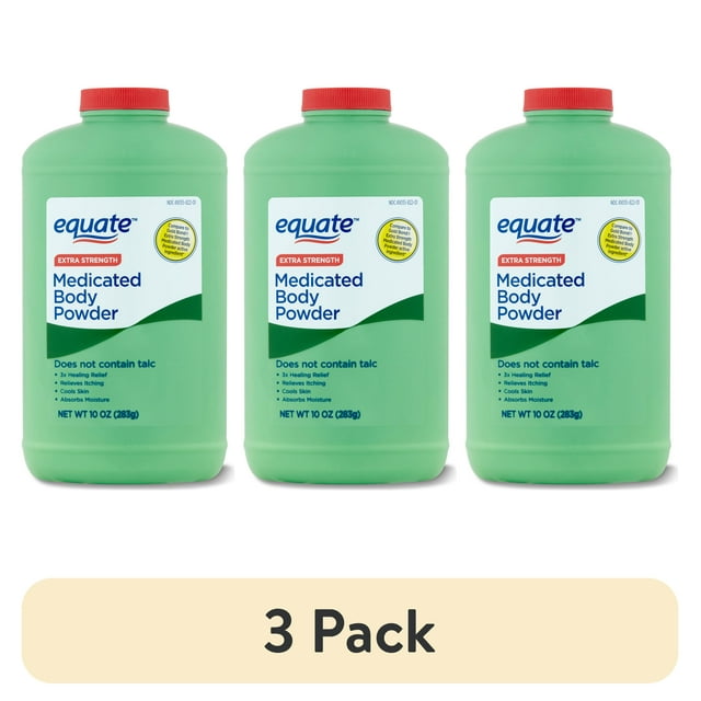 (3 pack) Equate, Extra Strength Medicated Body Powder, Eucalyptus Scent ...