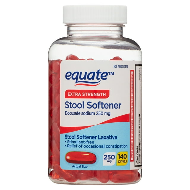 Equate Extra Strength Stool Softener Softgels for Constipation, 250 mg ...