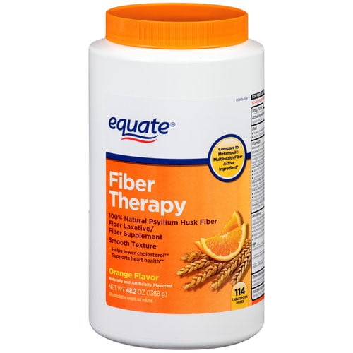 Equate Fiber Therapy Supplement Laxative Orange Flavor Powder, 114 Ct ...