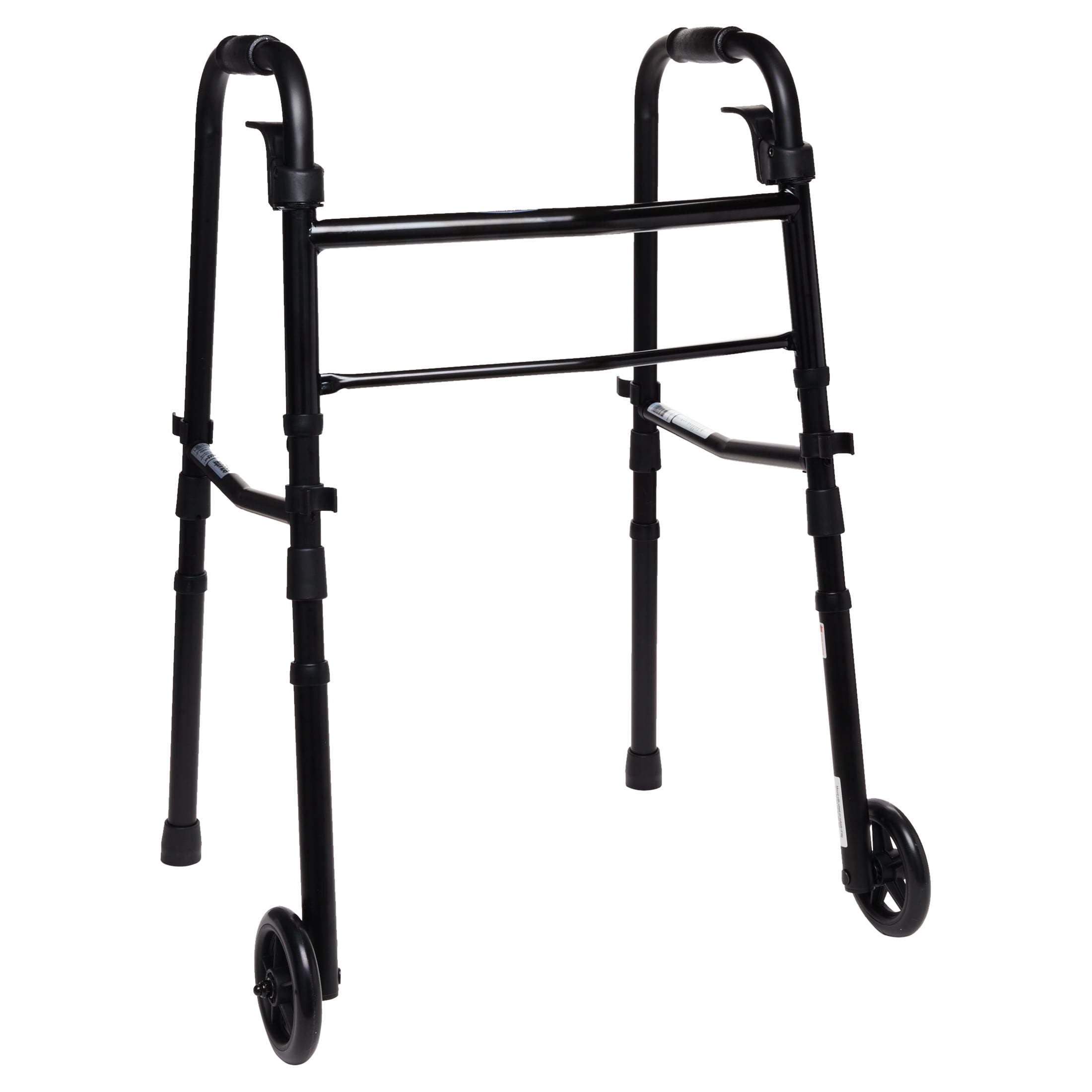 Equate Folding Walker with 5-in Wheels, Black, 350 lb Weight Capacity ...