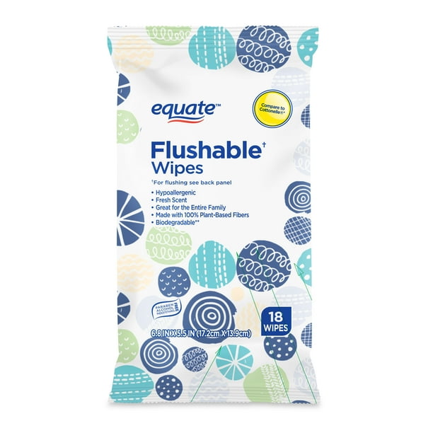 Equate Fresh Scent Flushable Wipes Travel Pack, 18 Total Wipes ...