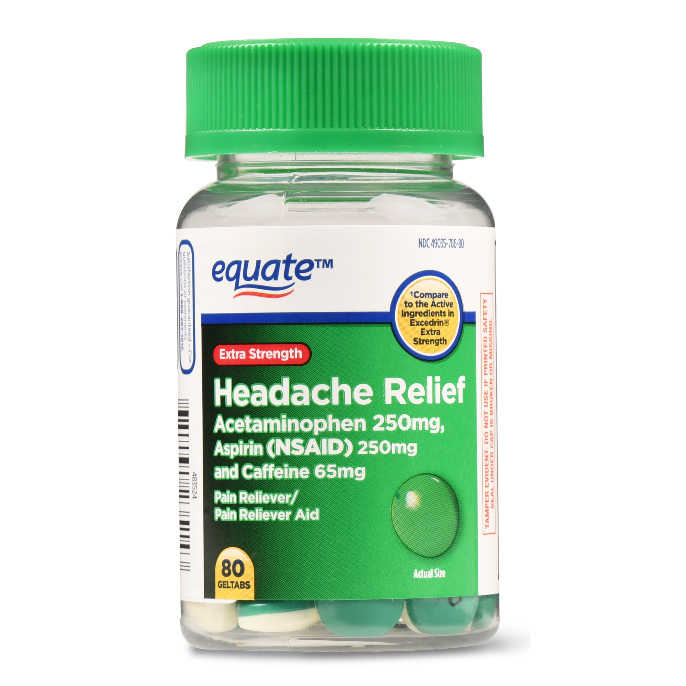 Equate Headache Relief Geltabs, Extra Strength, 80 Count HSA/FSA ...