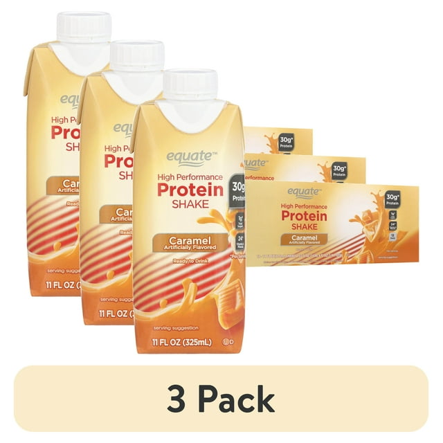 (3 pack) Equate High Performance Protein Nutrition Shake, Caramel, 11 ...