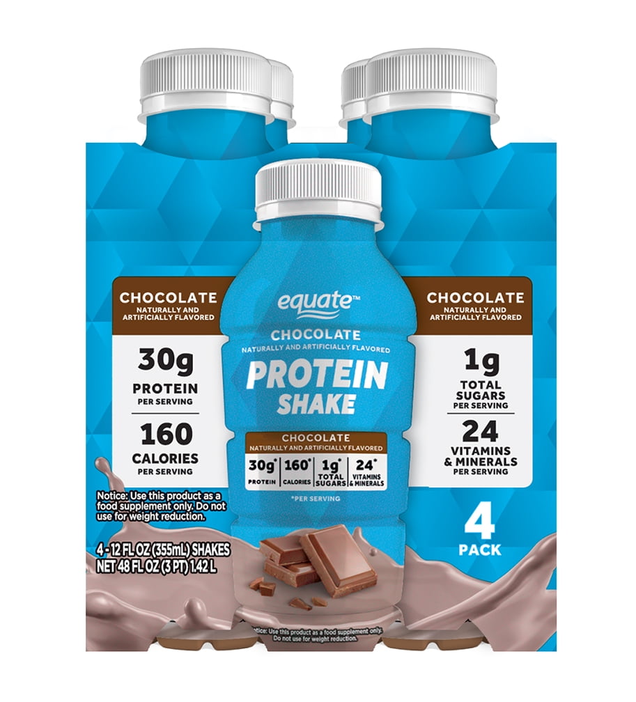 Equate High Performance Protein Shake Bottle, Chocolate, 4ct - Walmart.com