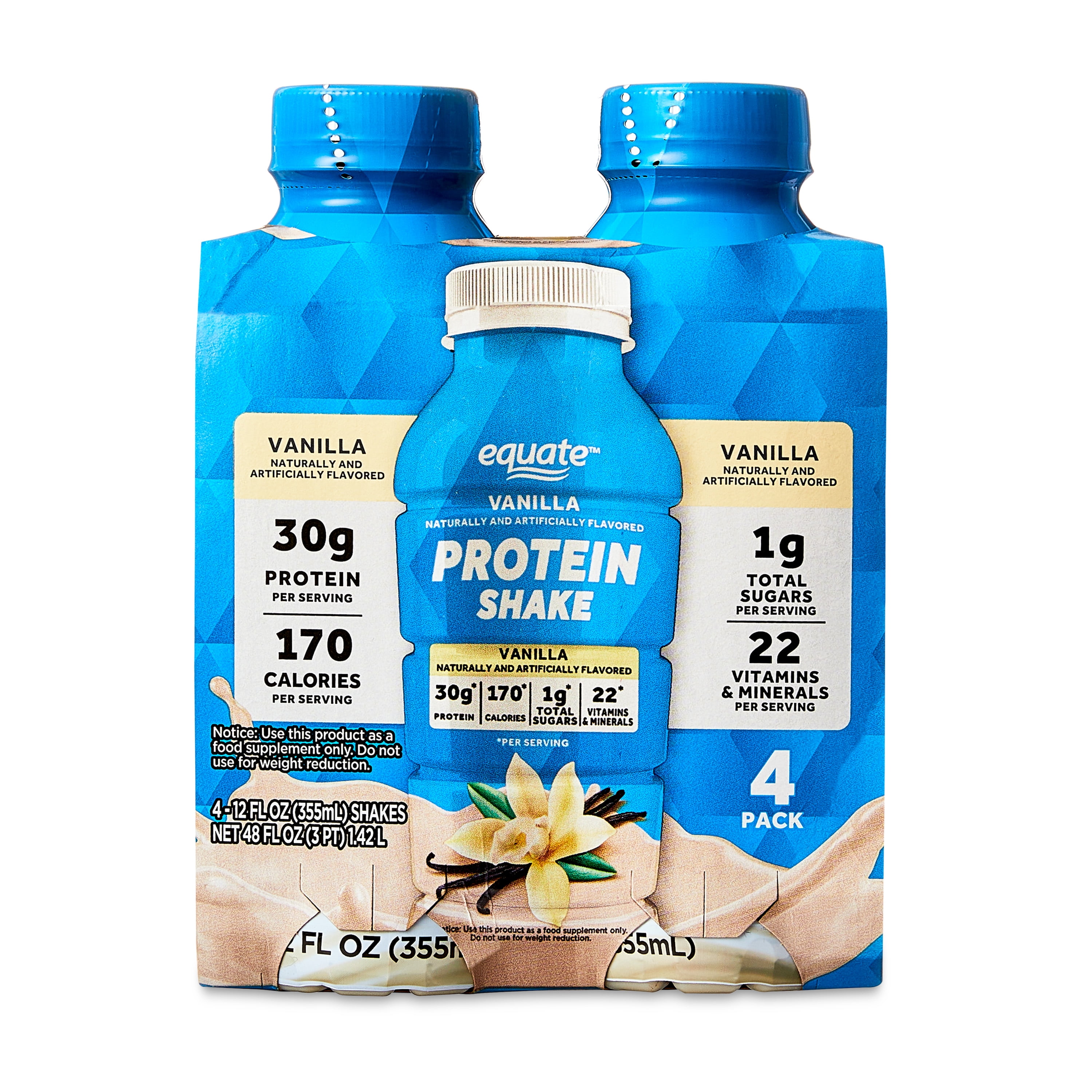 Equate Protein Shakes, Vanilla, 12 fl oz, 4 Count - Walmart.com