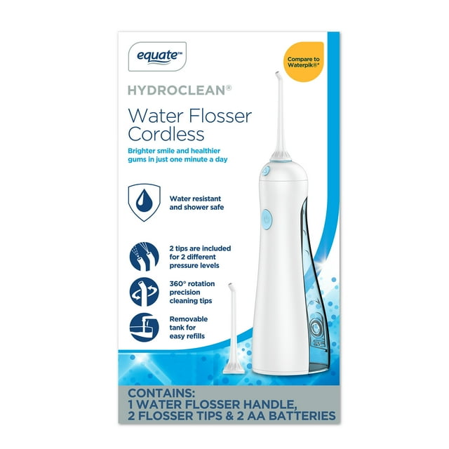 Equate HydroClean Cordless Water Flosser with Removable Tank, 2 ...