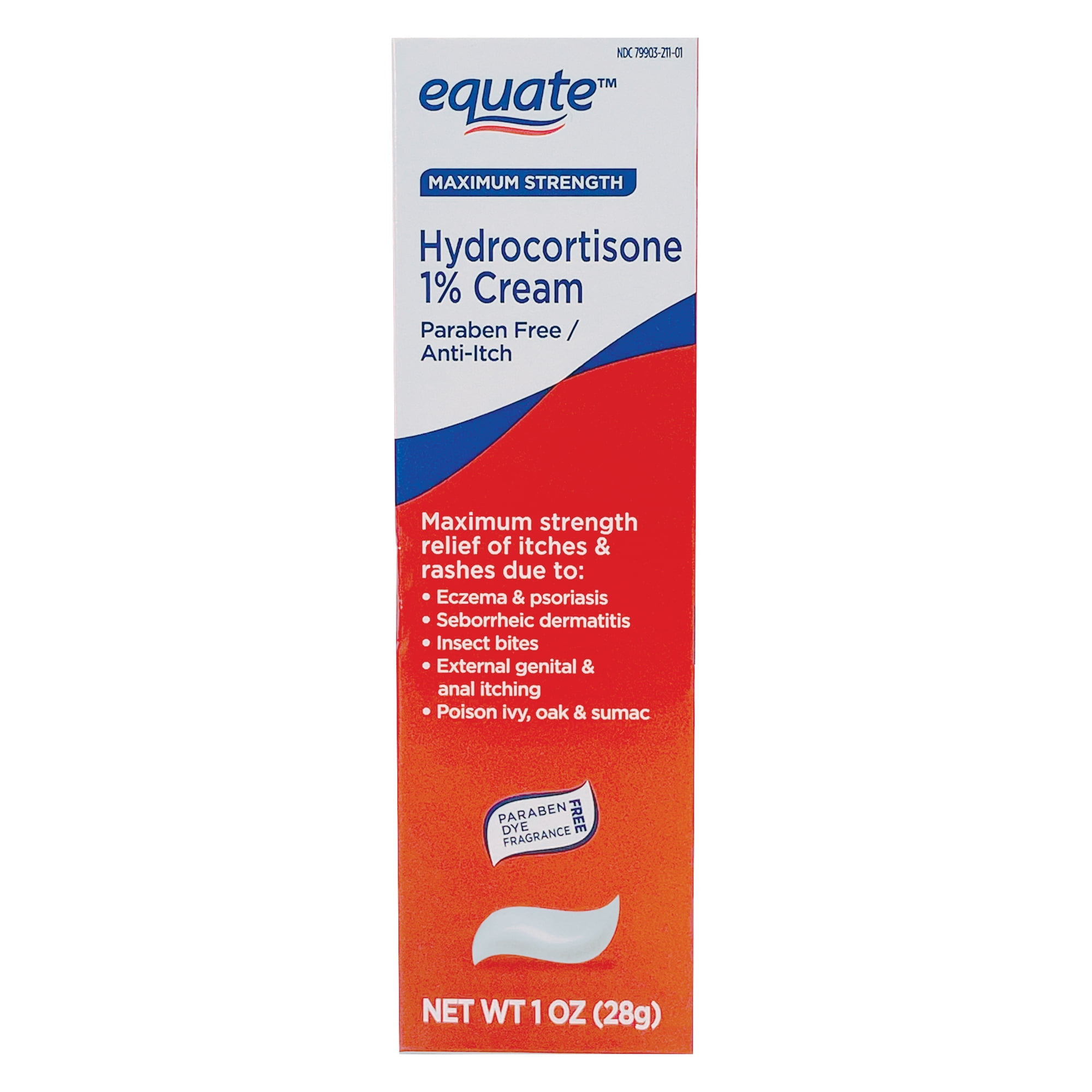 Equate Hydrocortisone Cream 1% for Itchy Irritations, Bug Bites, Eczema ...