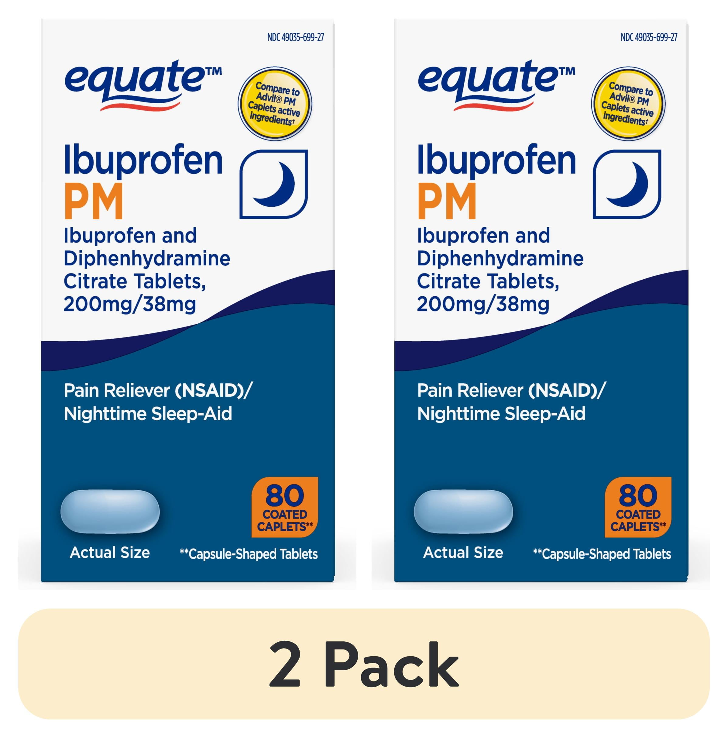 (2 pack) Equate Ibuprofen PM, Pain Reliever (NSAID) and Nighttime Sleep ...