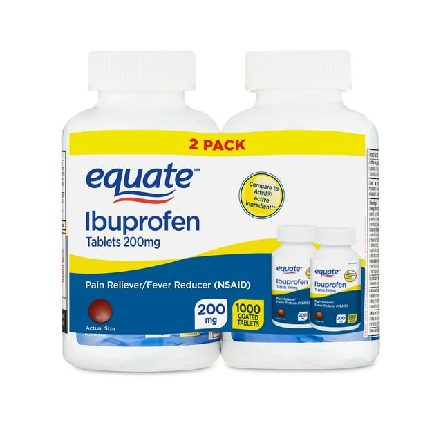 Equate Ibuprofen Pain Reliever/Fever Reducer Tablets, 200 mg, 1000 ...