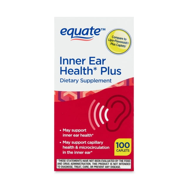 Equate Inner Ear Health Plus Caplets Dietary Supplement, 100 Count ...