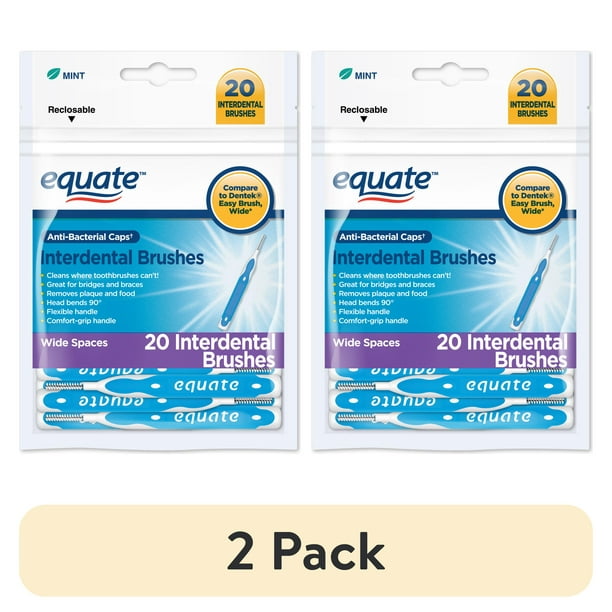 (2 pack) Equate Interdental Brushes for Wide Spaces, Ages 10+, 20 Count ...