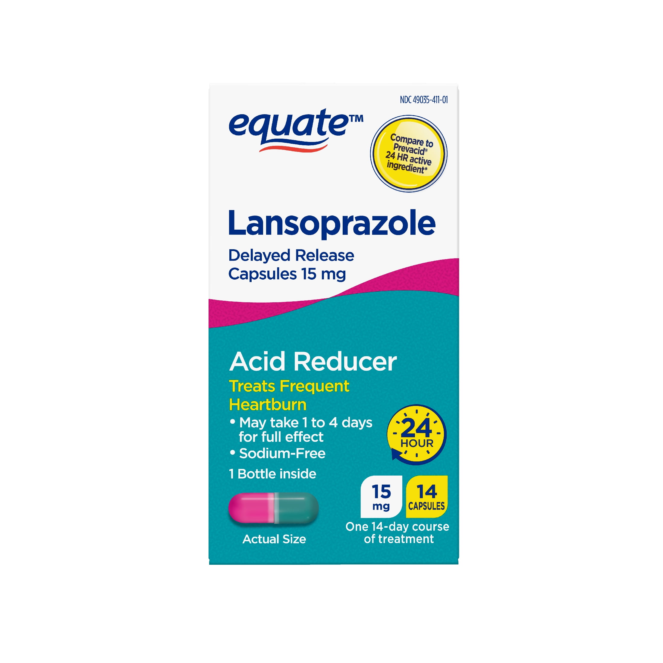 Equate Lansoprazole Delayed Release Capsules, 15 mg, 14 Ct HSA/FSA ...