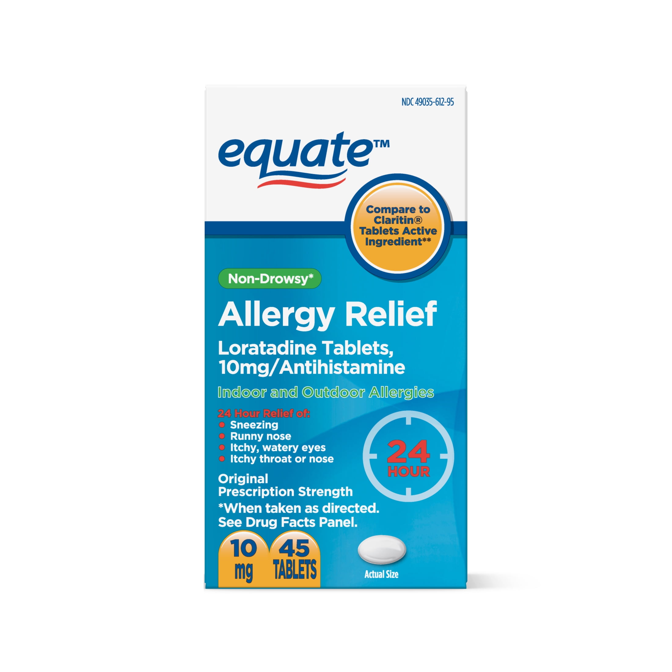 Equate Loratadine Non-Drowsy Allergy Relief Tablets (45 Ct) & Equate ...