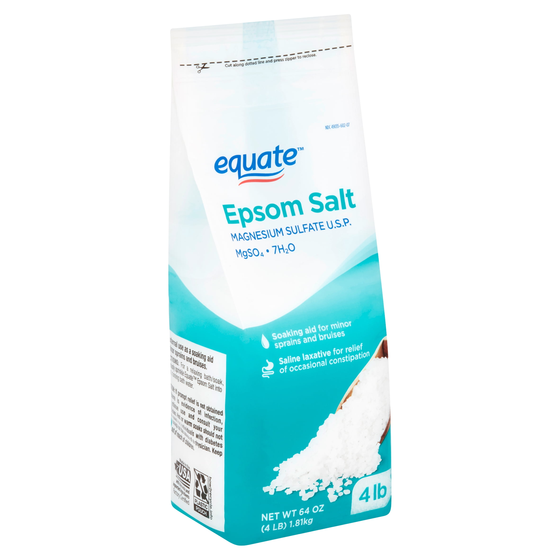 Equate Magnesium Sulfate USP Epsom Salt, 4 lbs HSA/FSA Eligible ...
