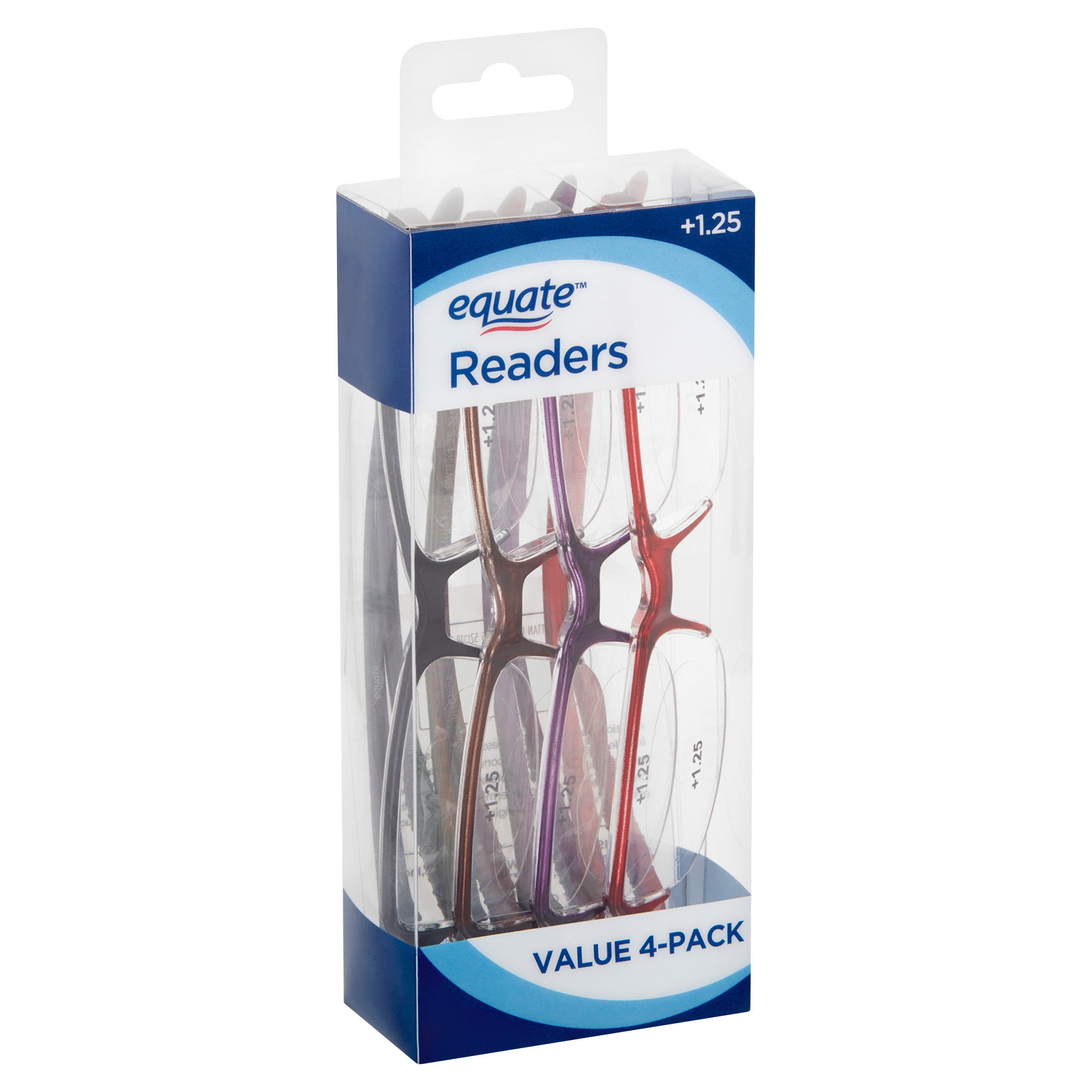 Equate Manhattan +1.25 Readers Value Pack, 4 count - Walmart Business ...