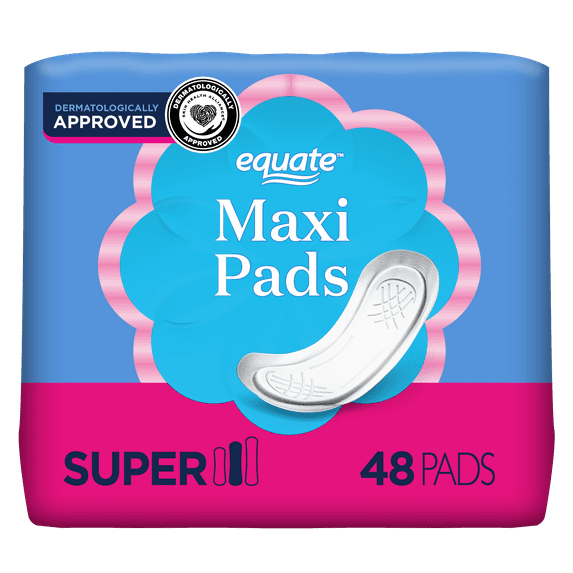 Equate Maxi Pads, Super Protection (48 Count) HSA/FSA Eligible ...
