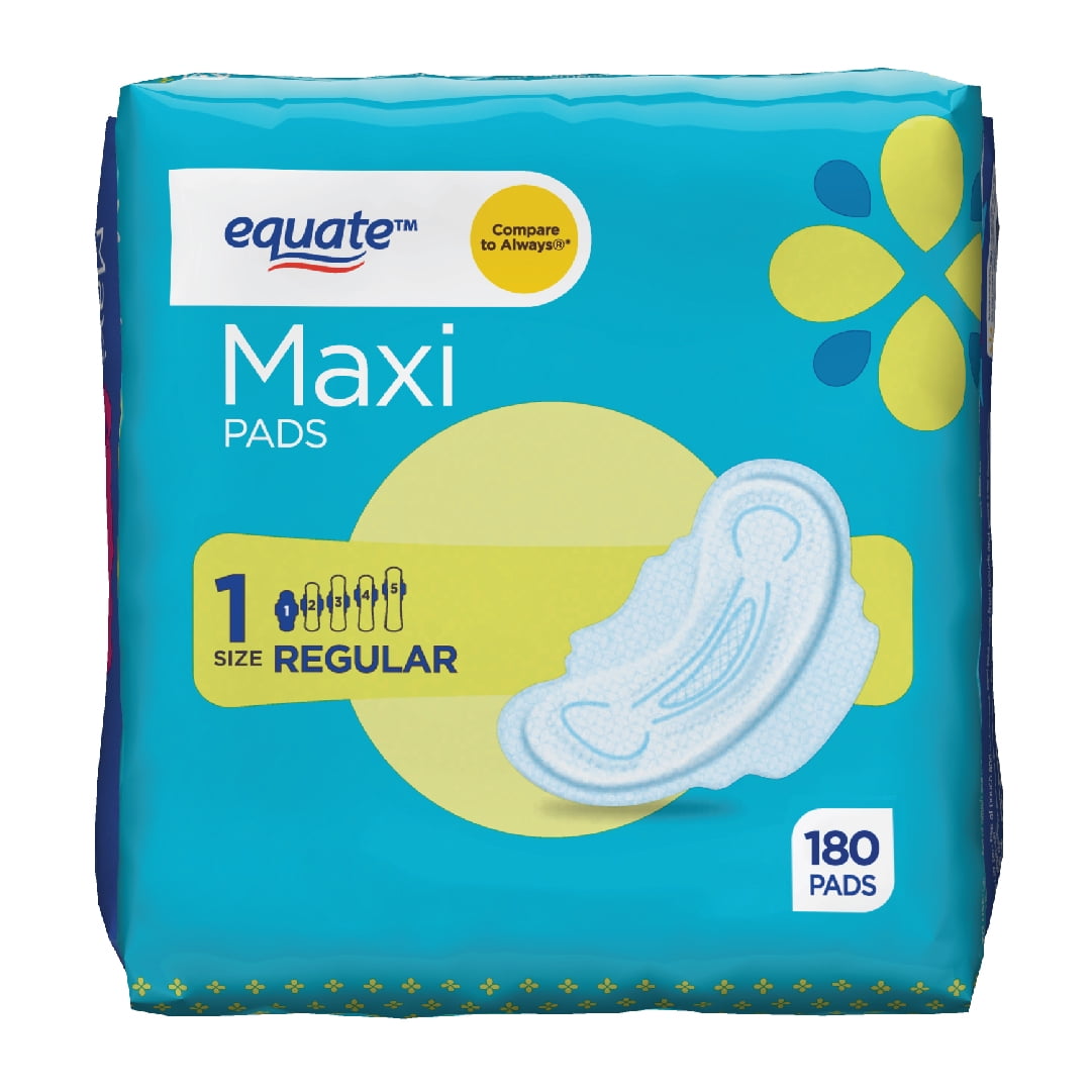 Equate Maxi Pads with Wings, Regular, Unscented, 180 ct - Walmart.com