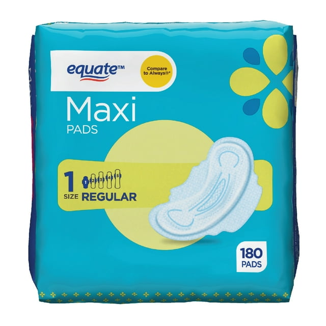 Equate Maxi Pads with Wings, Regular, Unscented, 180 ct - Walmart.com