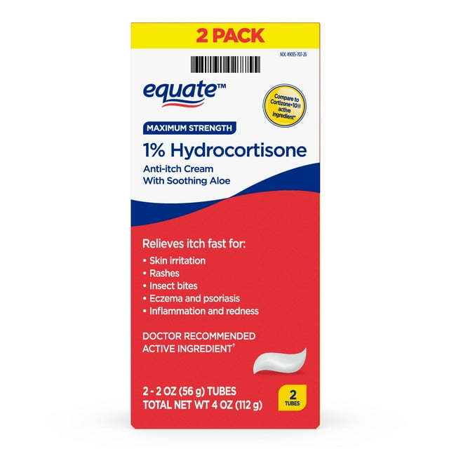 Equate Maximum Strength Anti-Itch Hydrocortisone Cream, 2 oz, 2 Ct ...