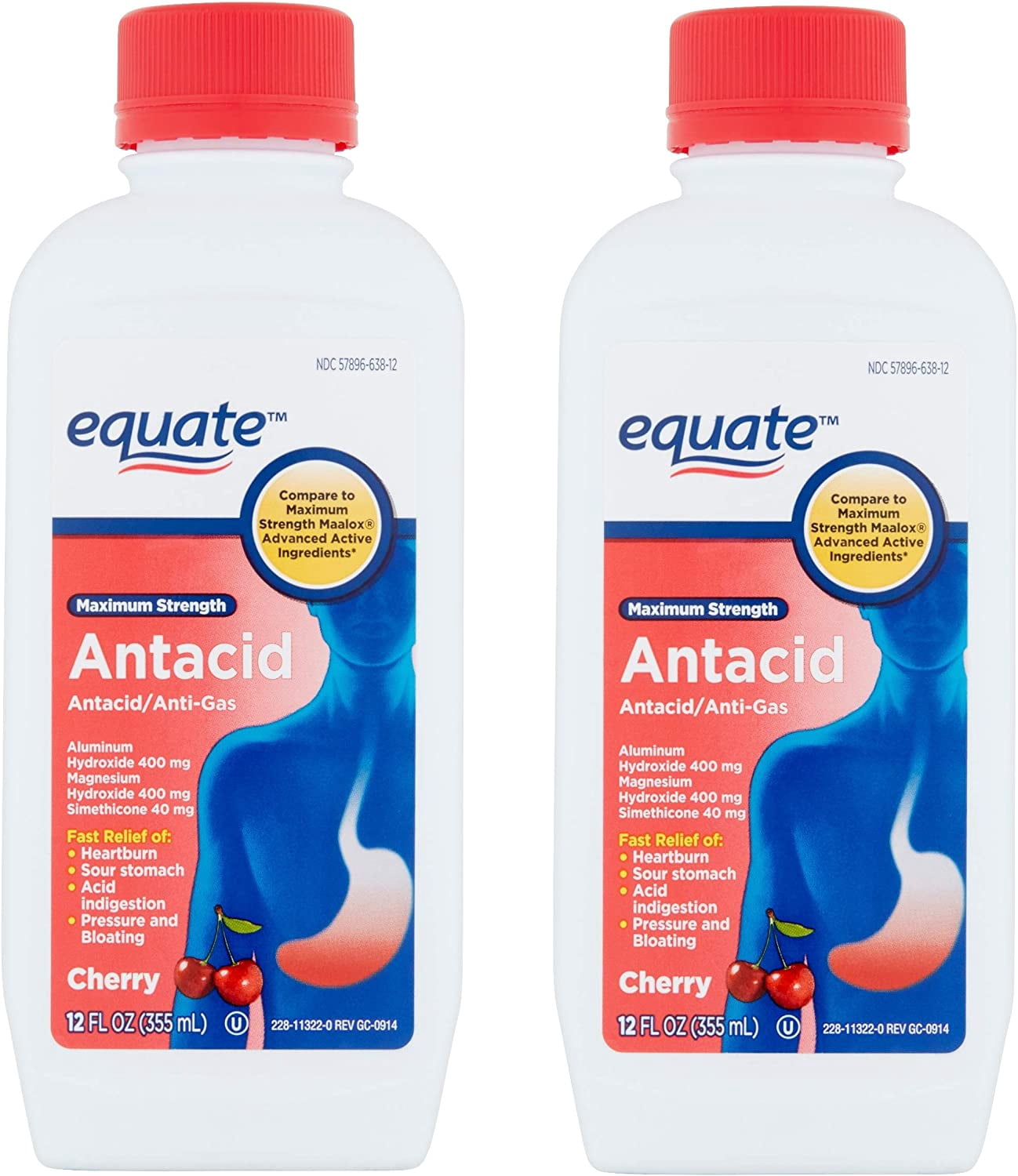 Equate Maximum Strength Cherry Antacid, 12 fl oz HSA/FSA Eligible ...