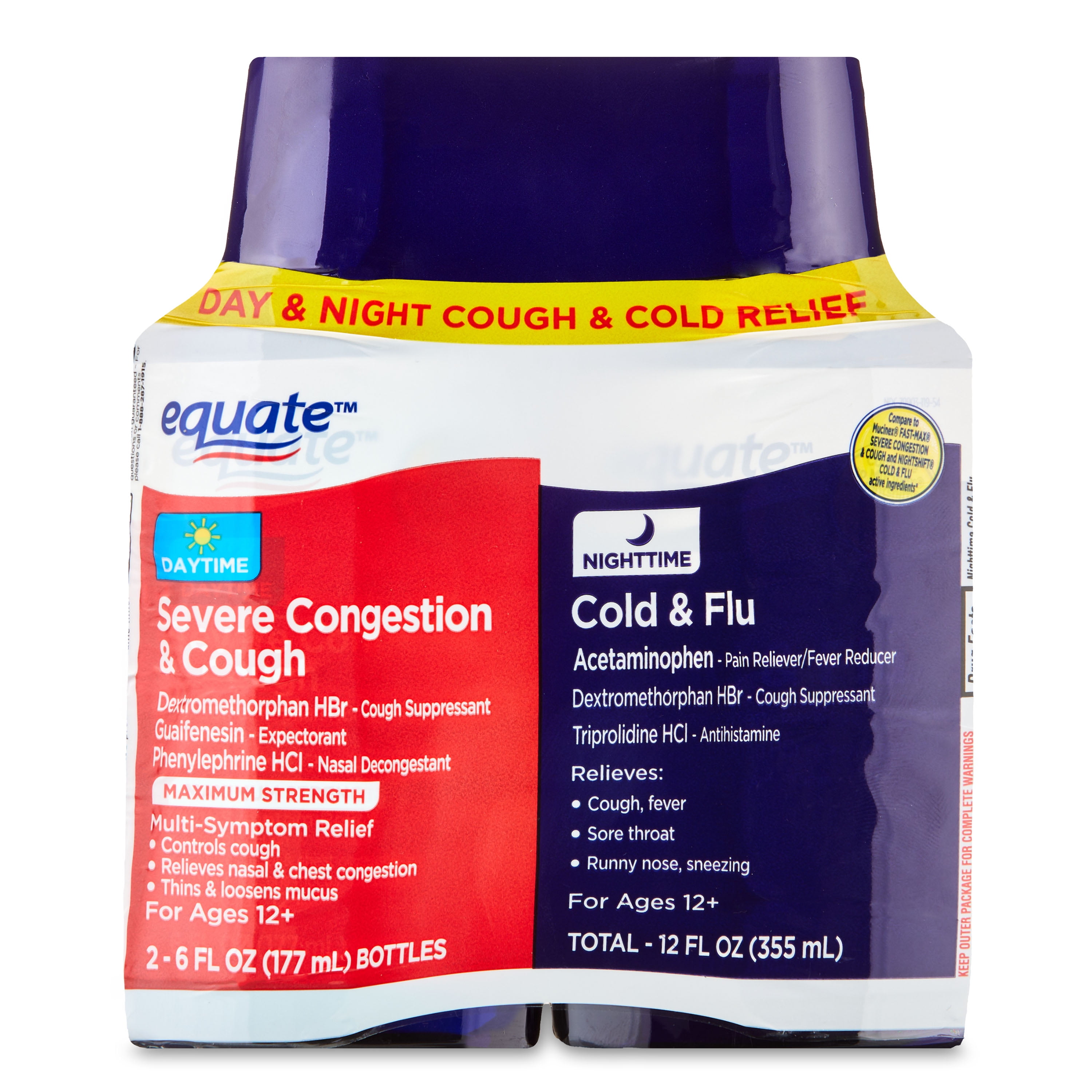 Equate Maximum Strength Day And Night Cough And Cold Relief Liquids Combo 6 Fl Oz Each 2 Pack