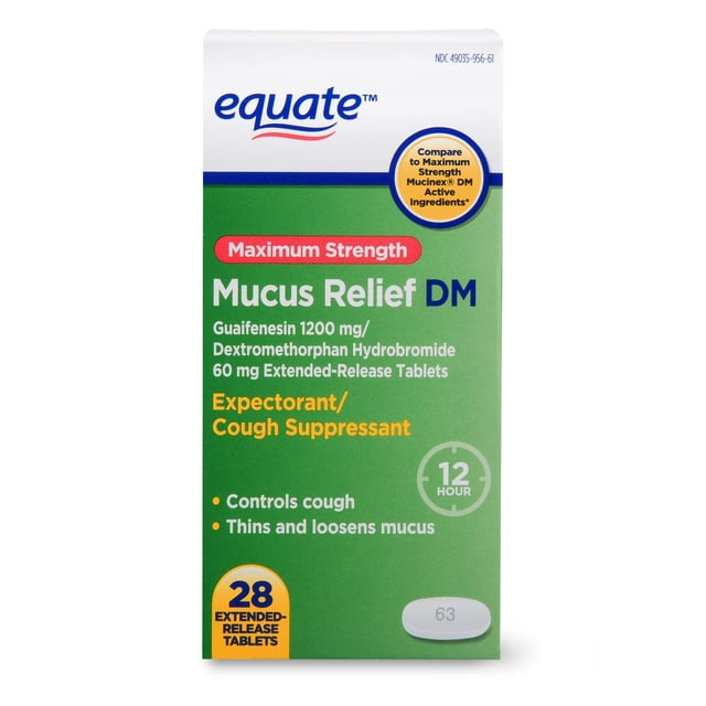 Equate Maximum Strength Mucus Relief DM, 28 Count - Walmart Business ...