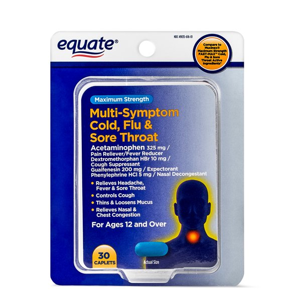 Equate Maximum Strength Multi Symptom Cold, Flu, and Sore Throat Relief ...