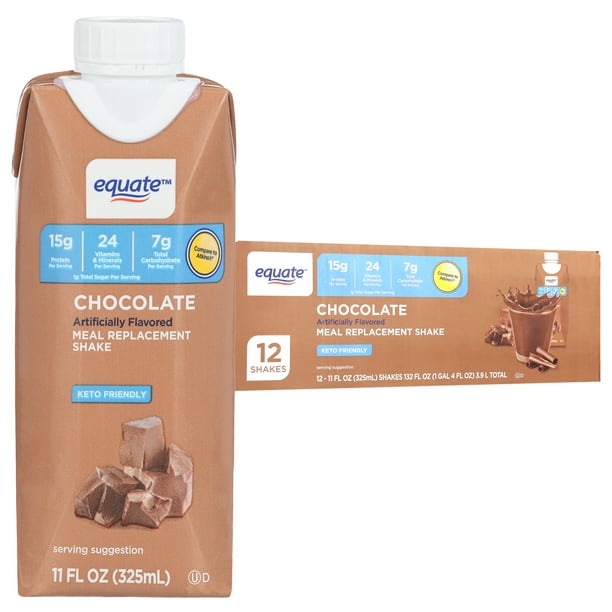 Equate Meal Replacement Shake, Chocolate, 11 fl oz, 12 Count - Walmart ...