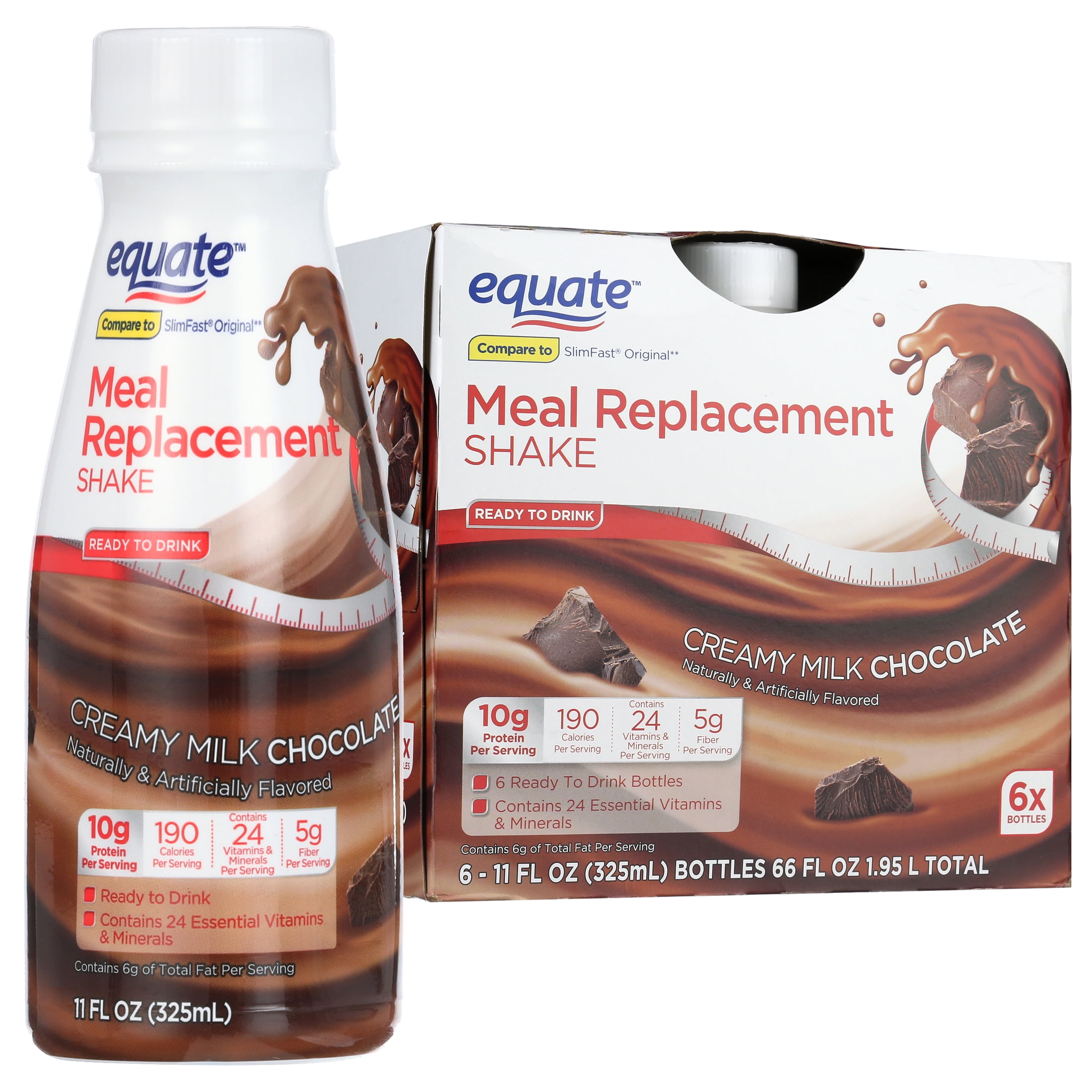 Equate Meal Replacement Shake, Creamy Milk Chocolate, 11 fl oz, 4 Count ...