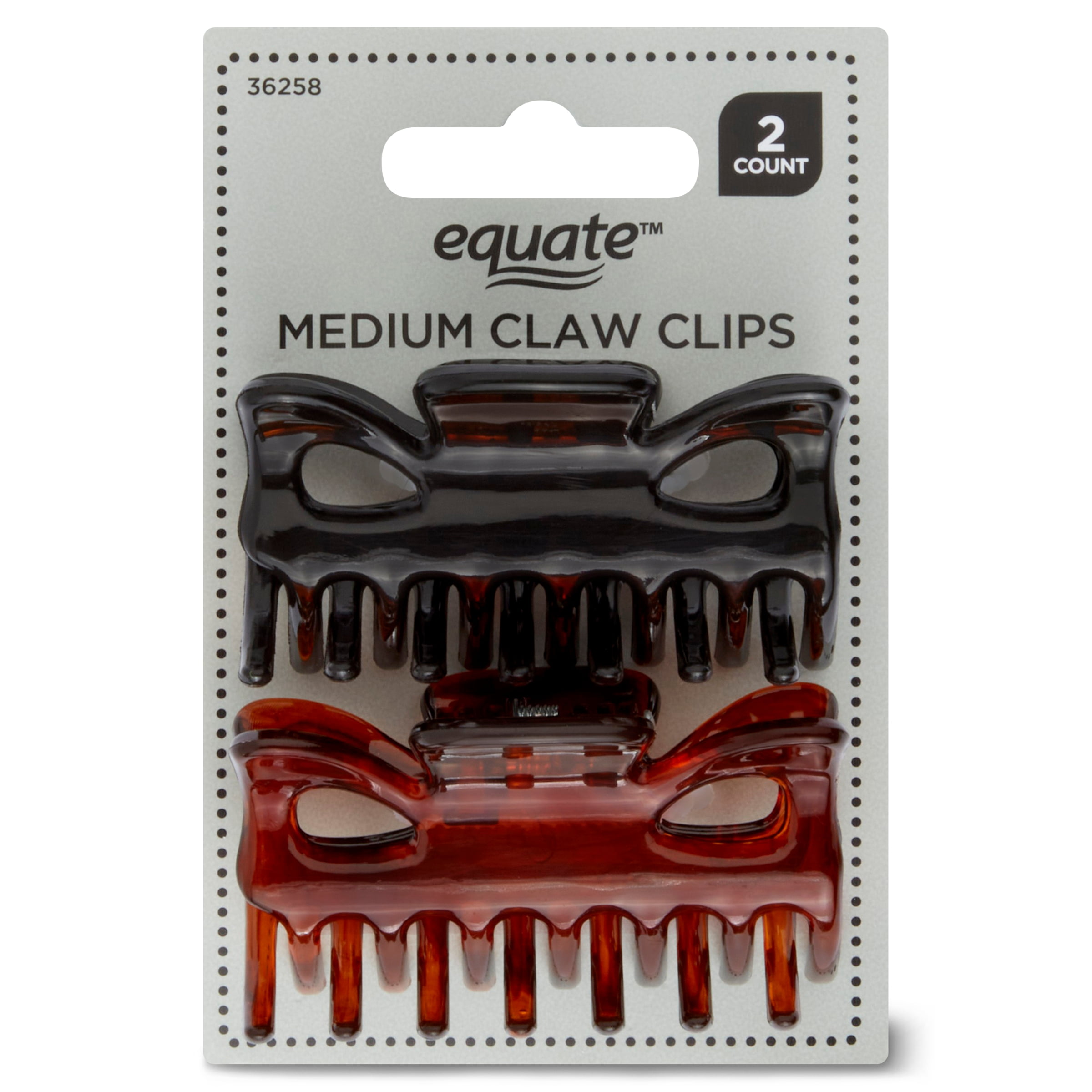 Equate Medium Claw Clips, Black and Brown, 2 Count - Walmart.com