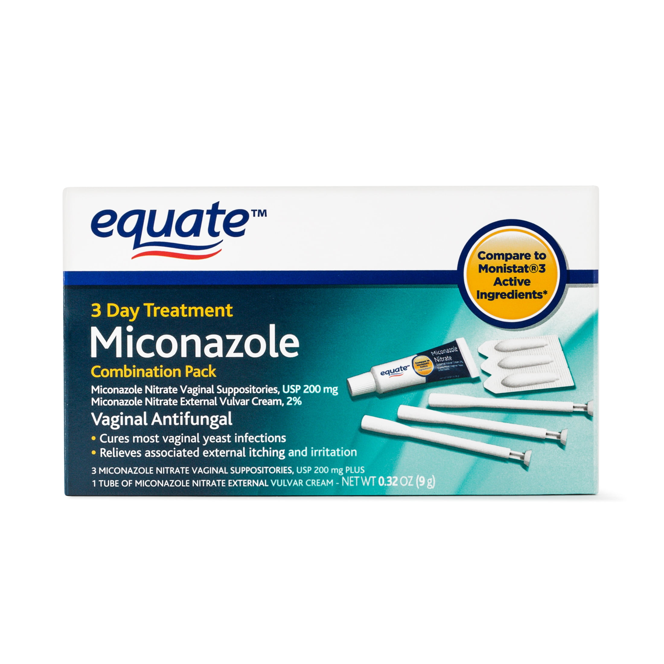 Equate Miconazole 3-Day Vaginal Cream Treatment, 2% External Vulvar ...