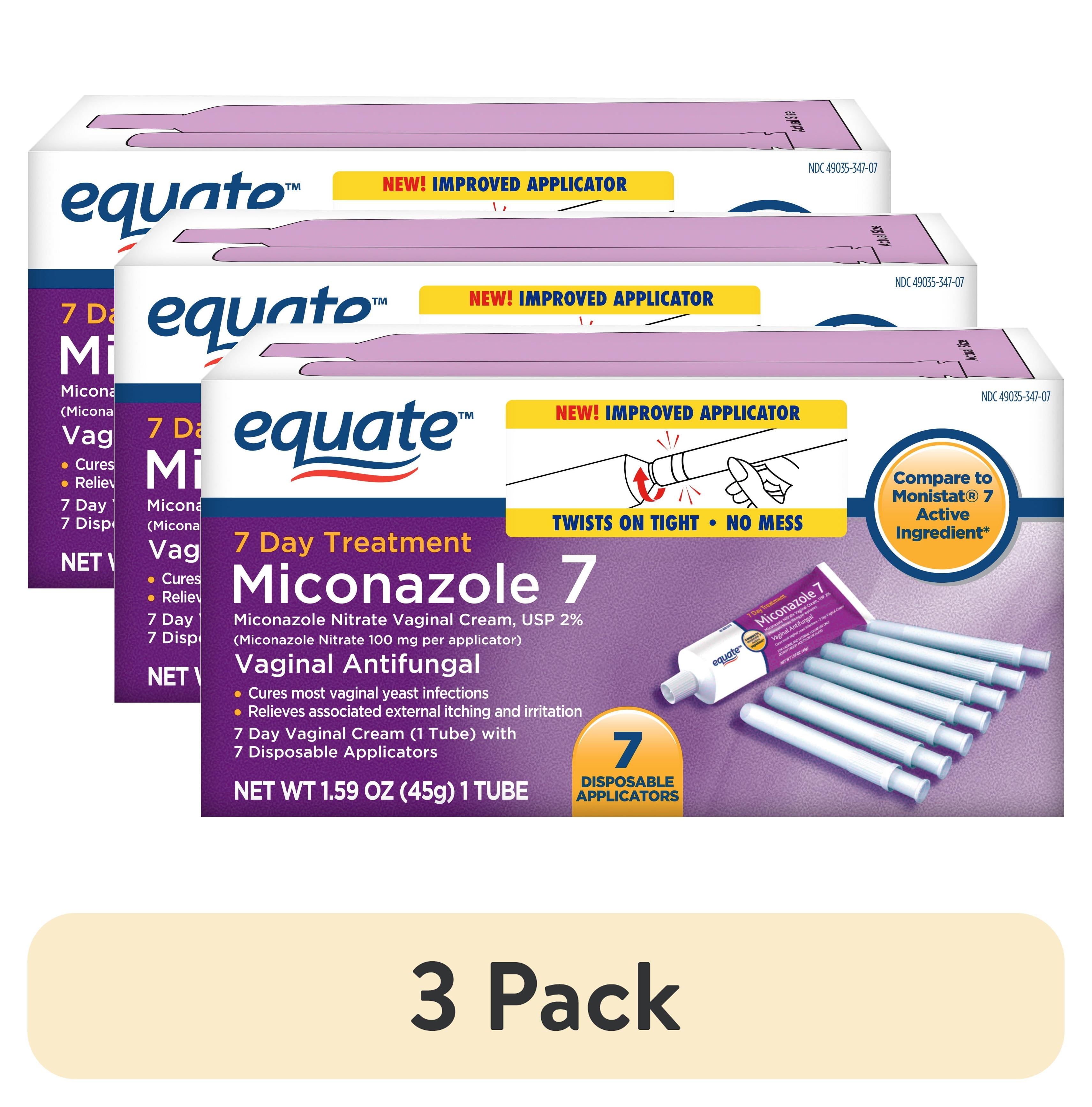 (3 pack) Equate Miconazole 7 Day Vaginal Treatment Cream with ...