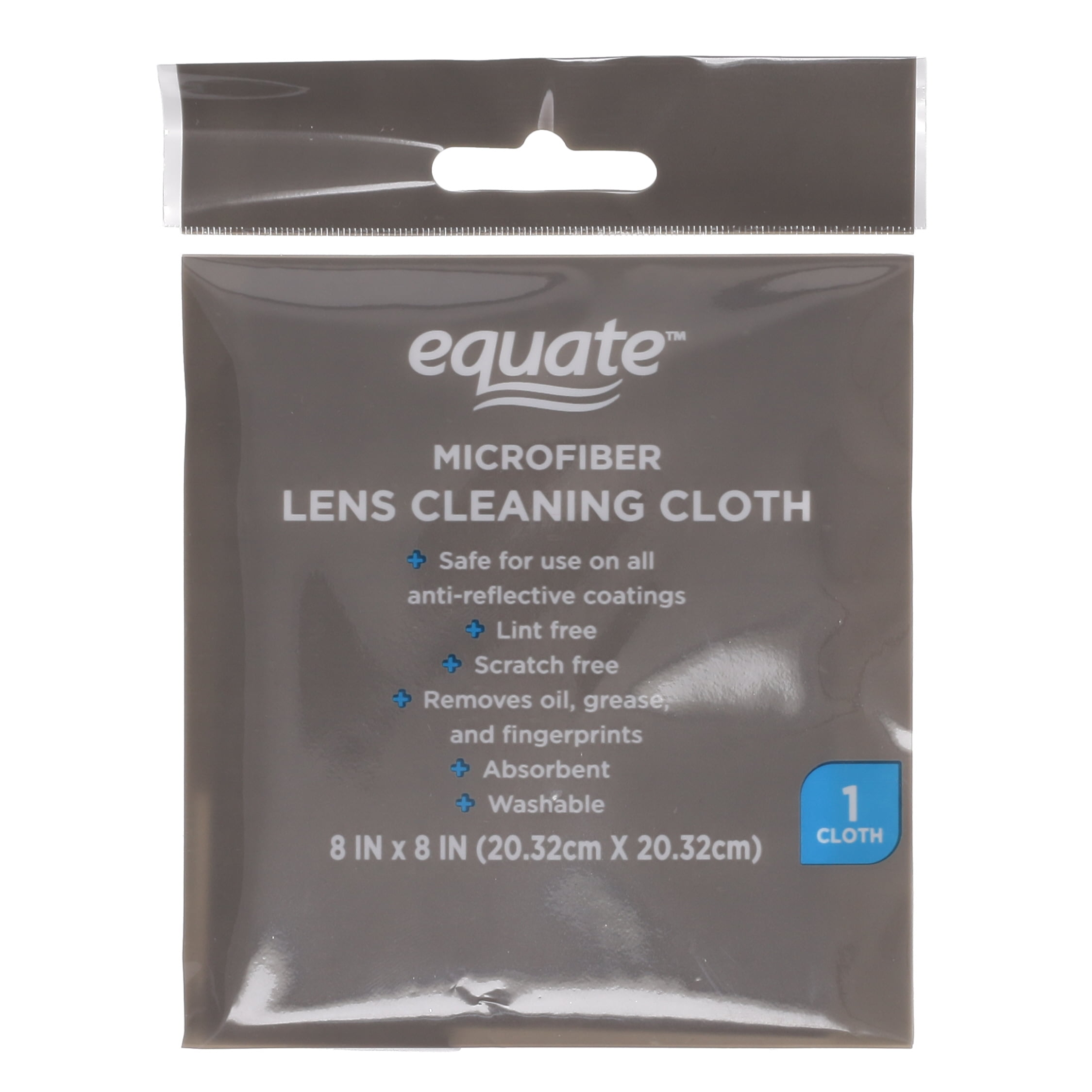 Equate Microfiber Lens Cleaning Cloth, 1 Count, 8x8 inches Wide ...