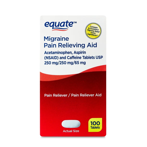Equate Migraine Pain Relieving Aid Tablets, 100 Count - Walmart ...