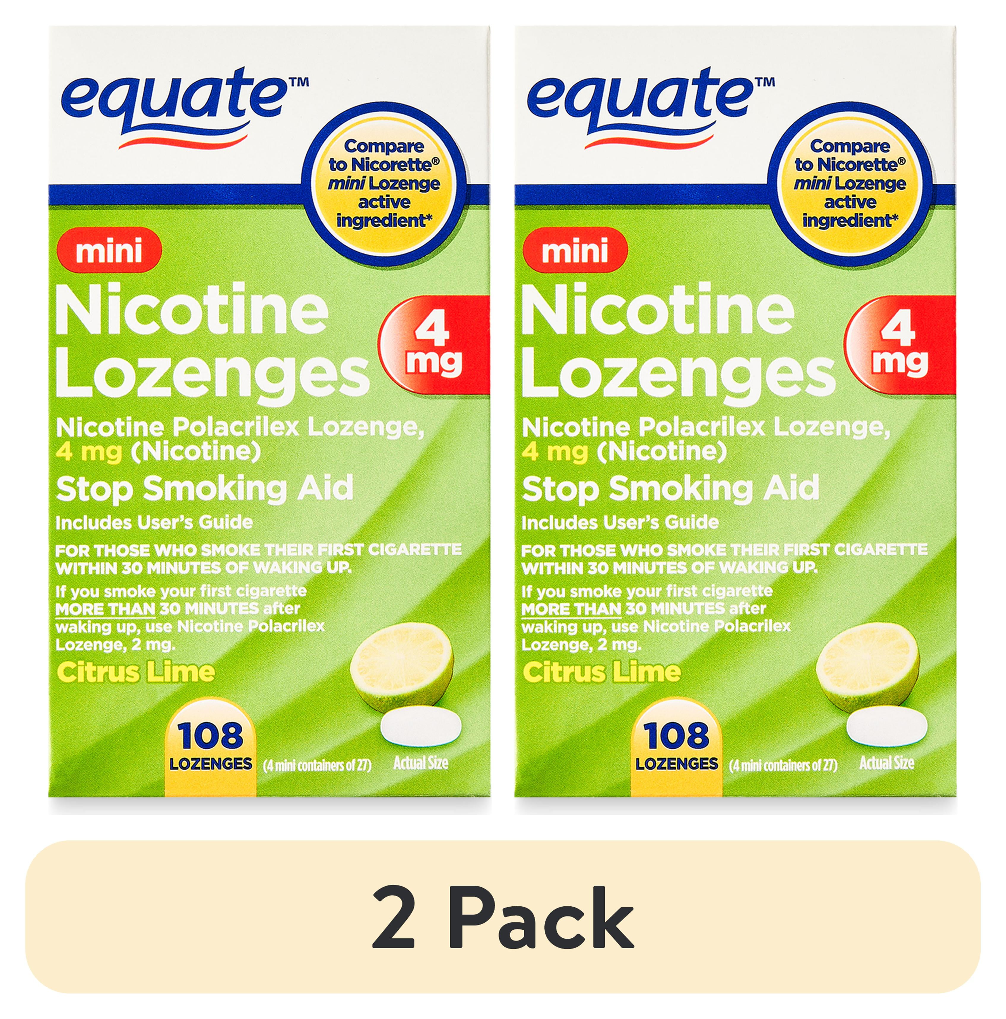 (2 pack) Equate Mini Nicotine Polacrilex Lozenge 4 mg, Citrus Flavor ...