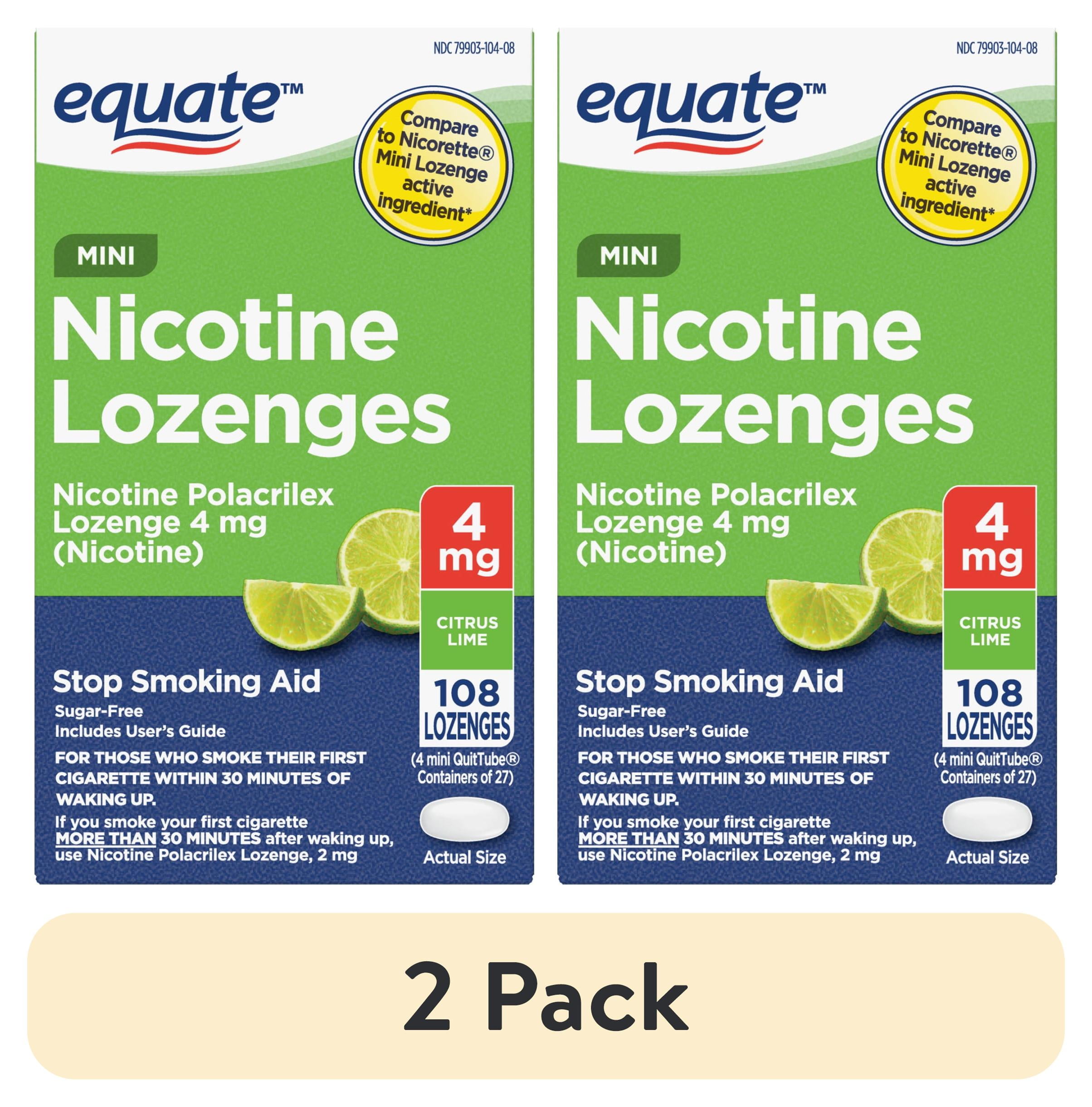 (2 pack) Equate Mini Nicotine Polacrilex Lozenge 4 mg, Citrus Flavor ...