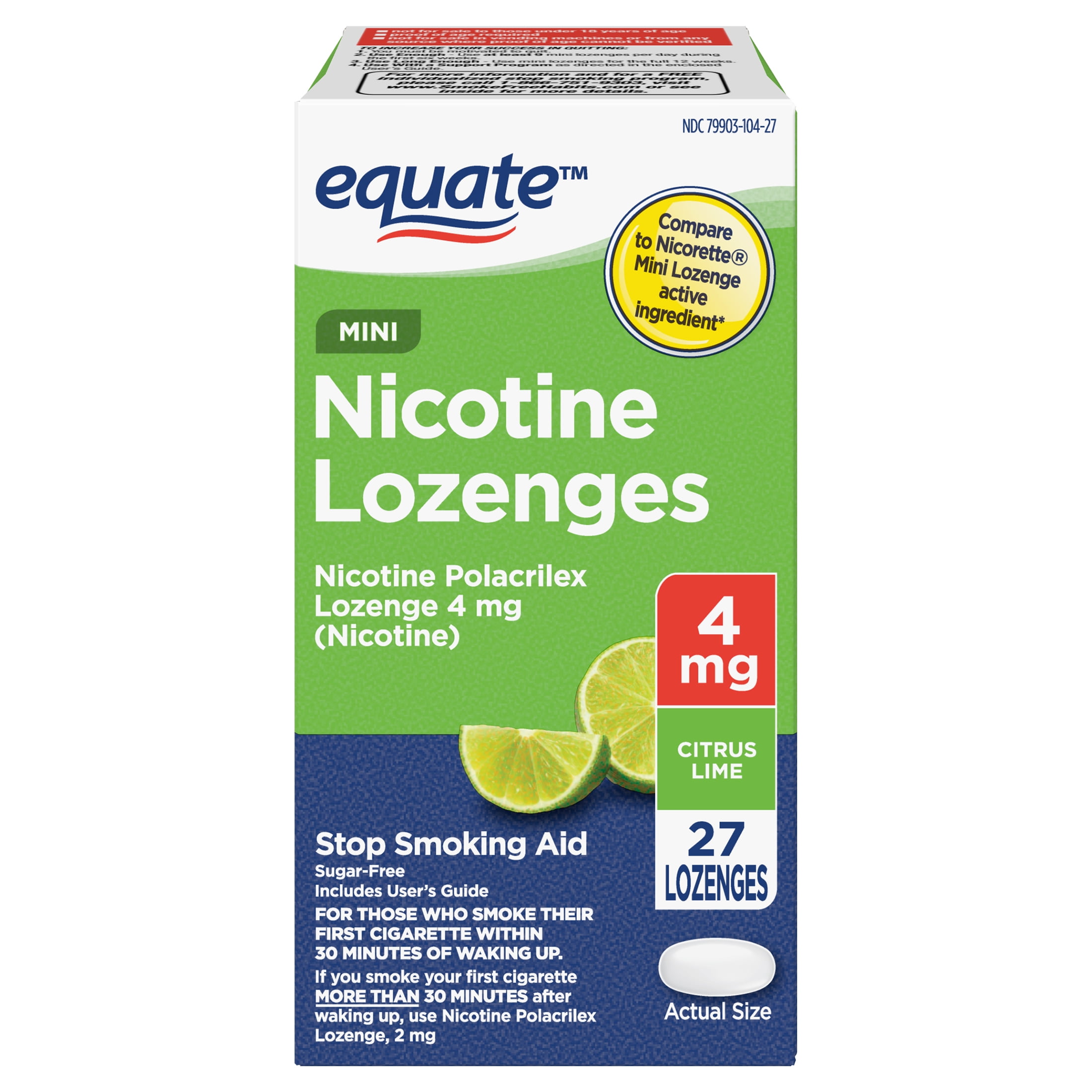 Equate Mini Nicotine Polacrilex Lozenge, Stop Smoking Aid, 4 mg, Citrus ...