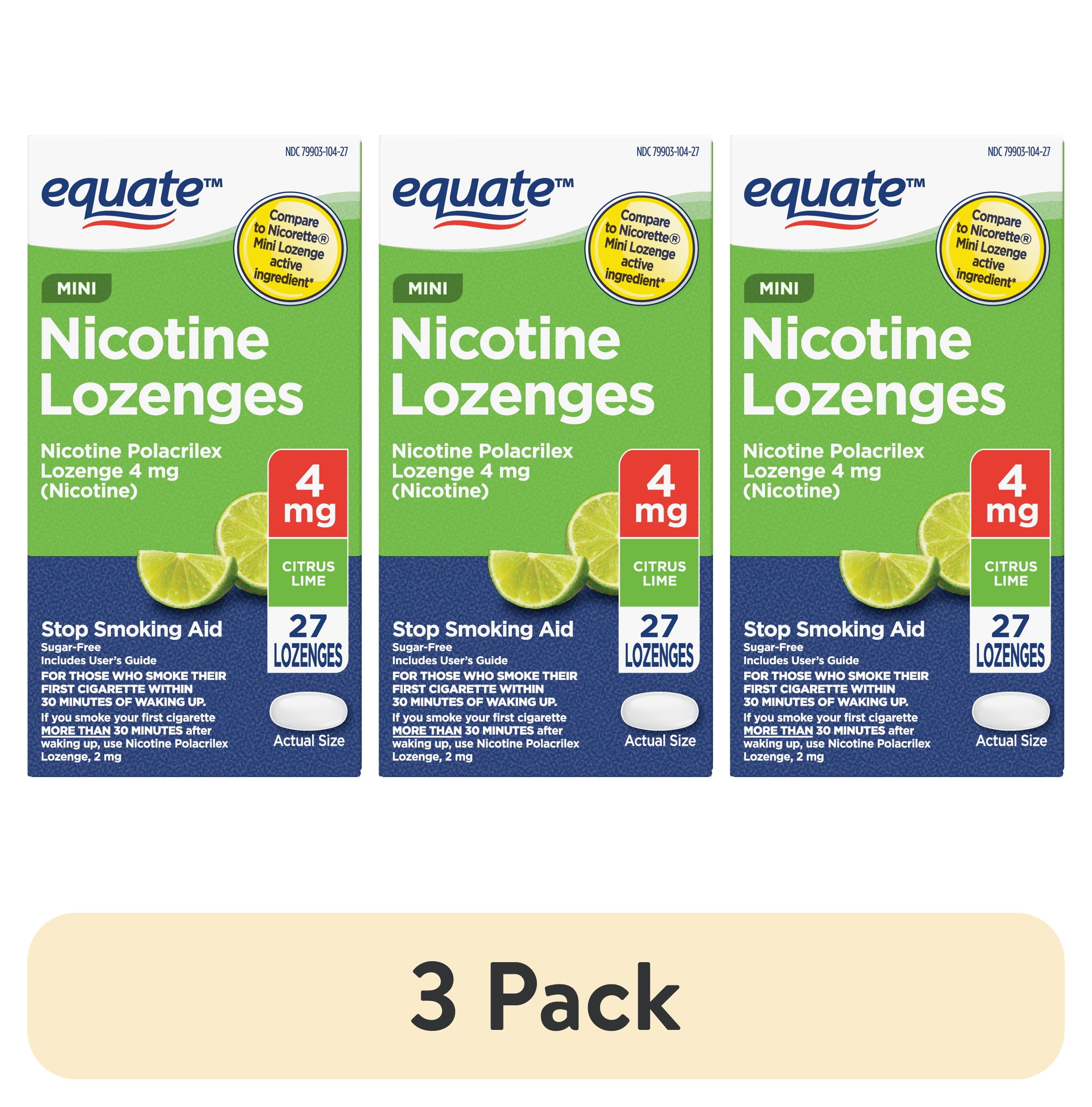 (3 pack) Equate Mini Nicotine Polacrilex Lozenge, Stop Smoking Aid, 4 ...