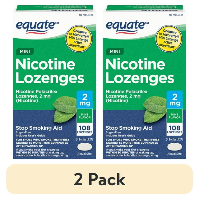 (2 pack) Equate Mini Nicotine Polacrilex Lozenges, Stop Smoking Aid, 2 ...