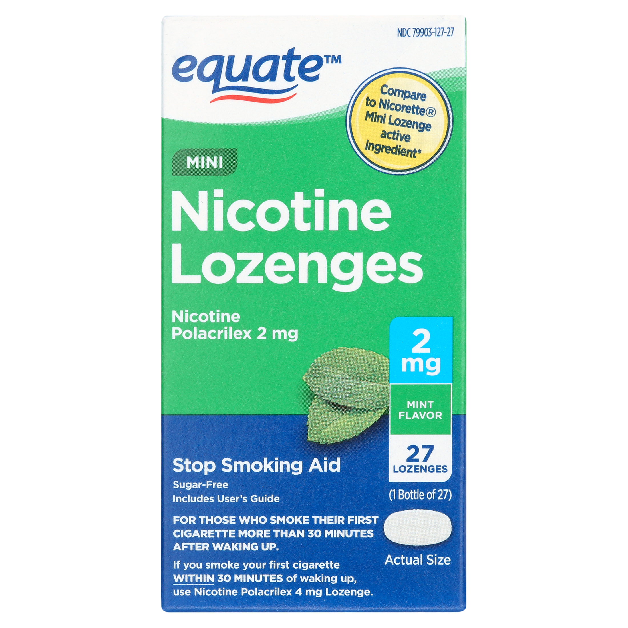 Equate Mini Nicotine Polacrilex Lozenges, Stop Smoking Aid, 2 mg, Mint ...