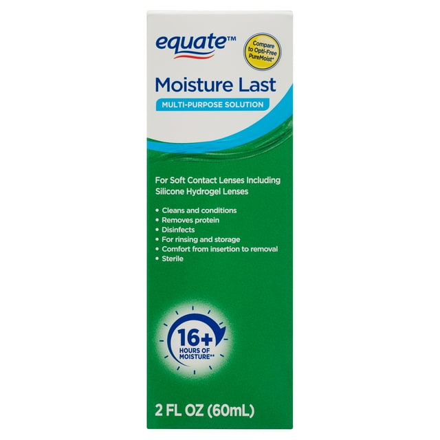 Equate Moisture Last Multi-Purpose Solution for Soft Contact Lenses, 2 ...