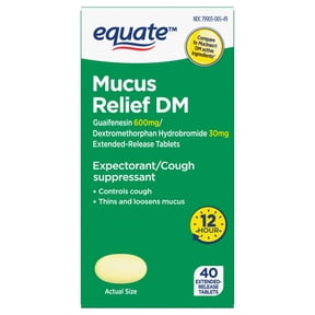 Equate 12 Hour Mucus ER Guaifenesin 600 mg Extended-Release Tablets, 40 ...