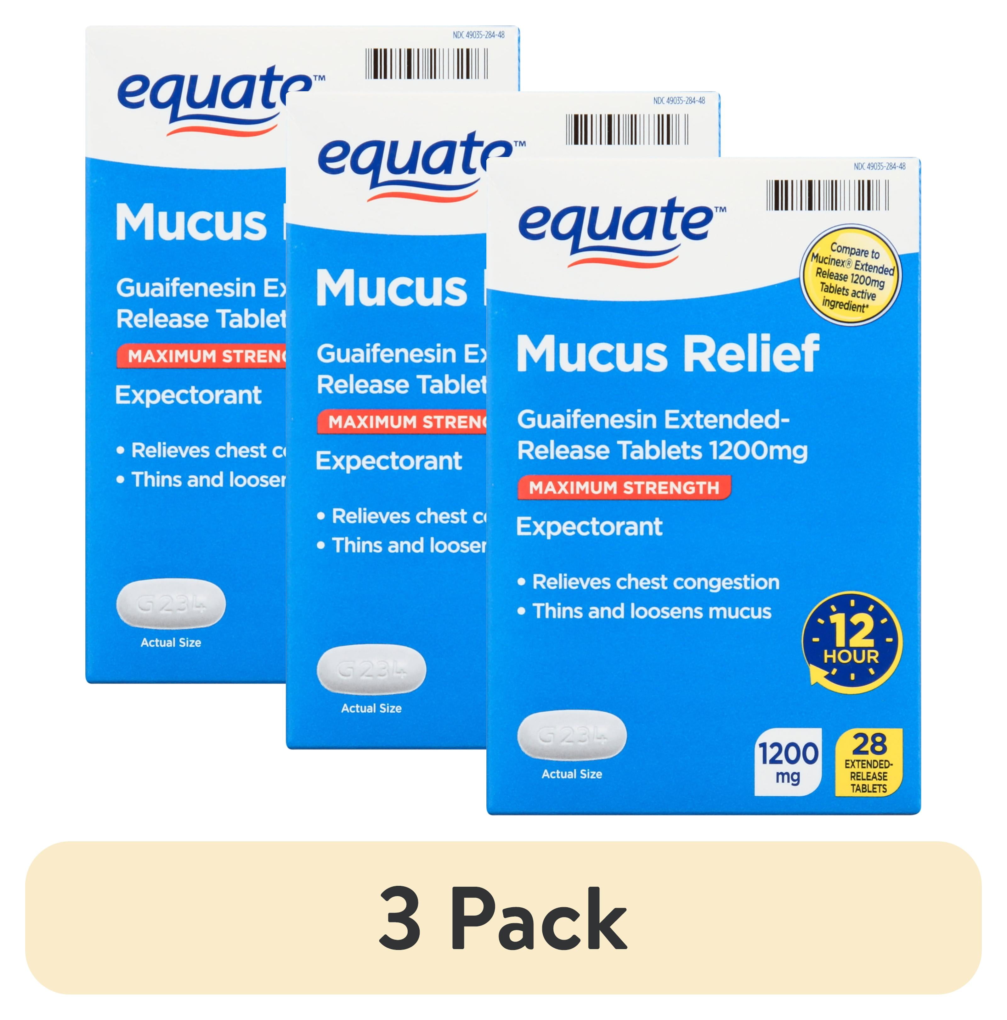 3 Pack Equate Mucus Relief Expectorant Extended Release Tablets