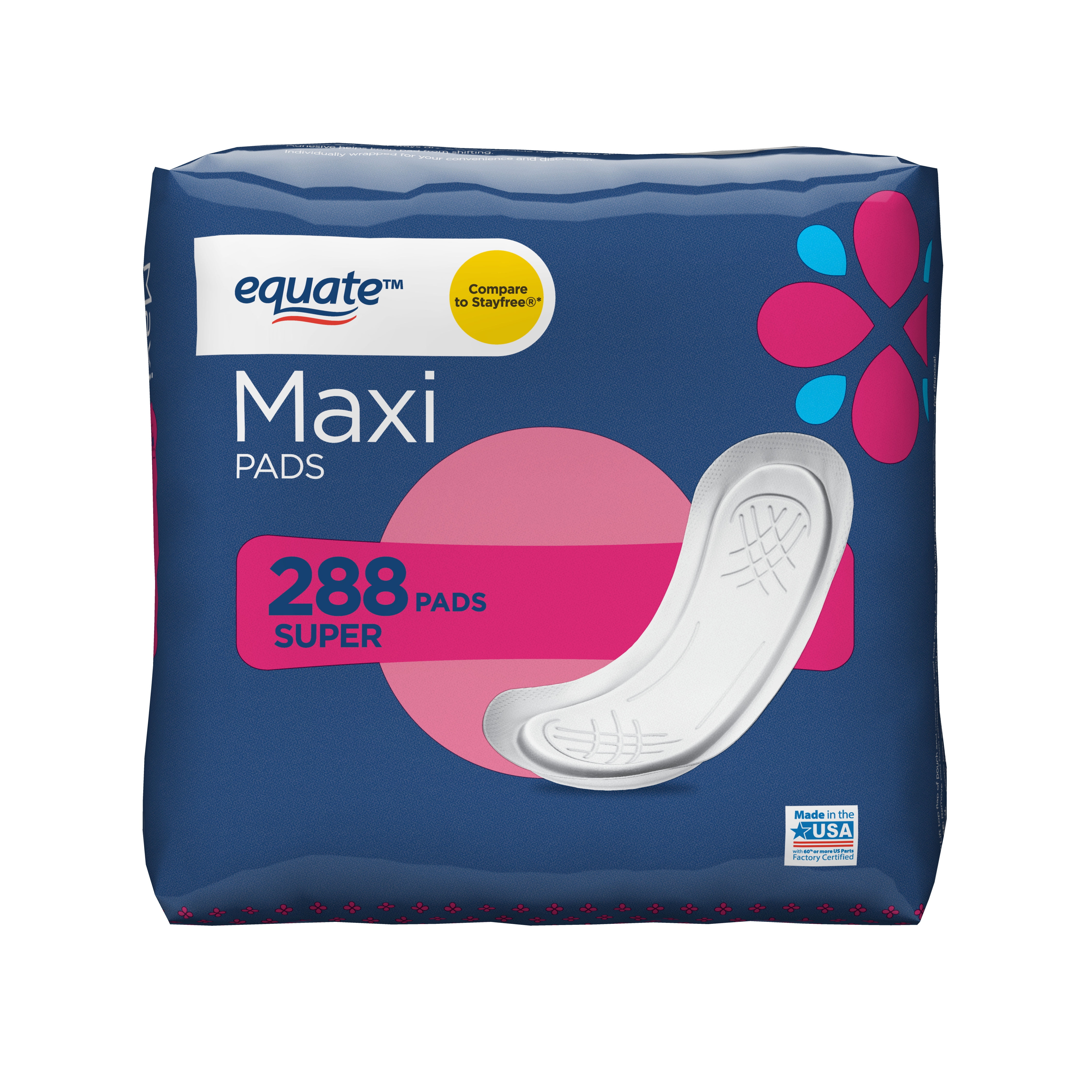 Equate Multi Channel Maxi Pads, Super, Unscented, 288 Count - Walmart.com
